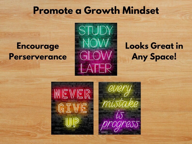 High School Growth Mindset Poster Bundle Printable Classroom Colorful ...