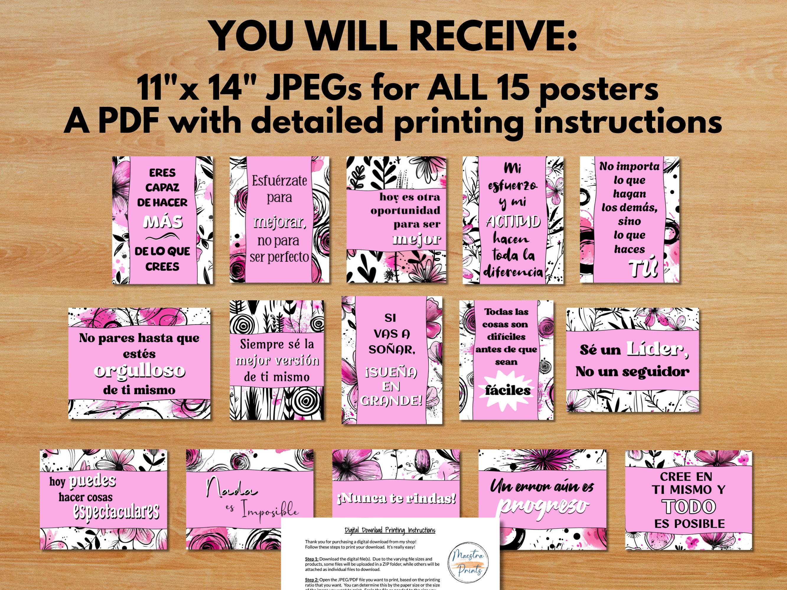 Boho Spanish Growth Mindset Poster Set: Motivational Decor for ...
