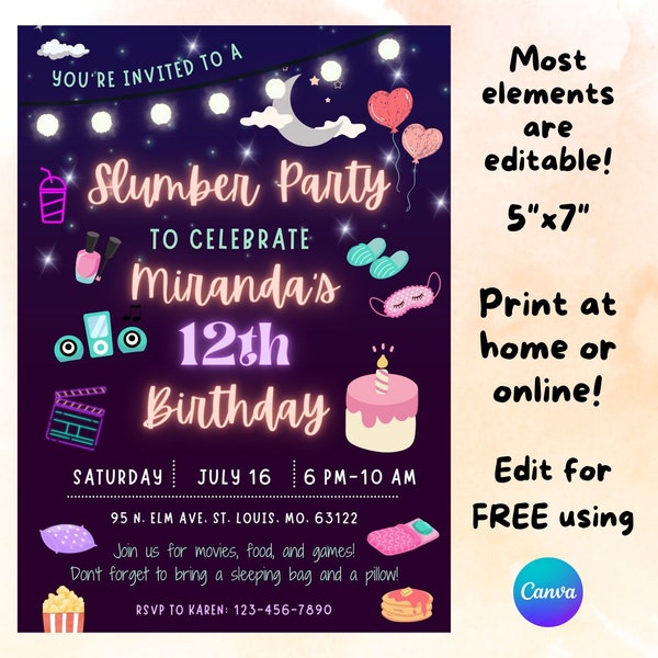 Tween Birthday Party Invitation - Etsy