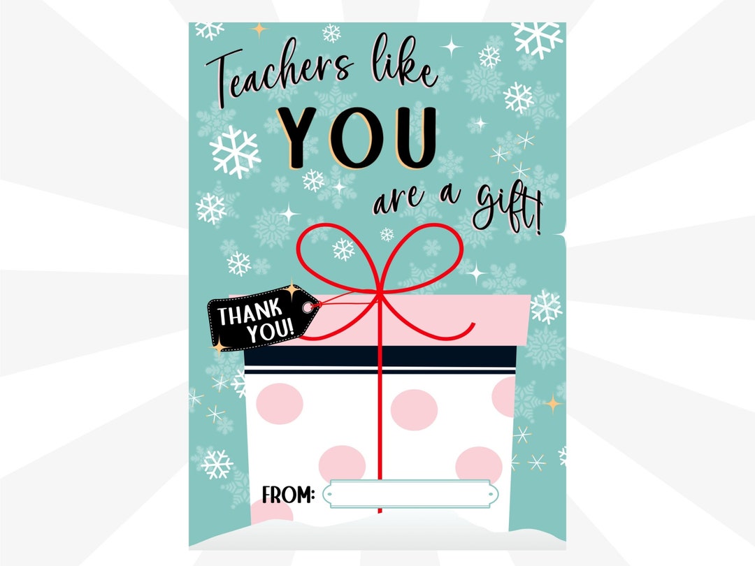 Teacher Christmas Gift Card Holder Printable, PTA PTO Teacher ...