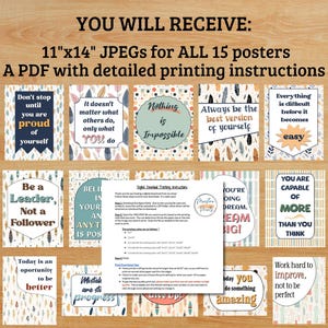 High School Boho Growth Mindset Poster Positive Classroom Motivational ...