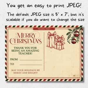 Teacher Christmas Gift Card Holder Printable, PTA PTO Teacher ...