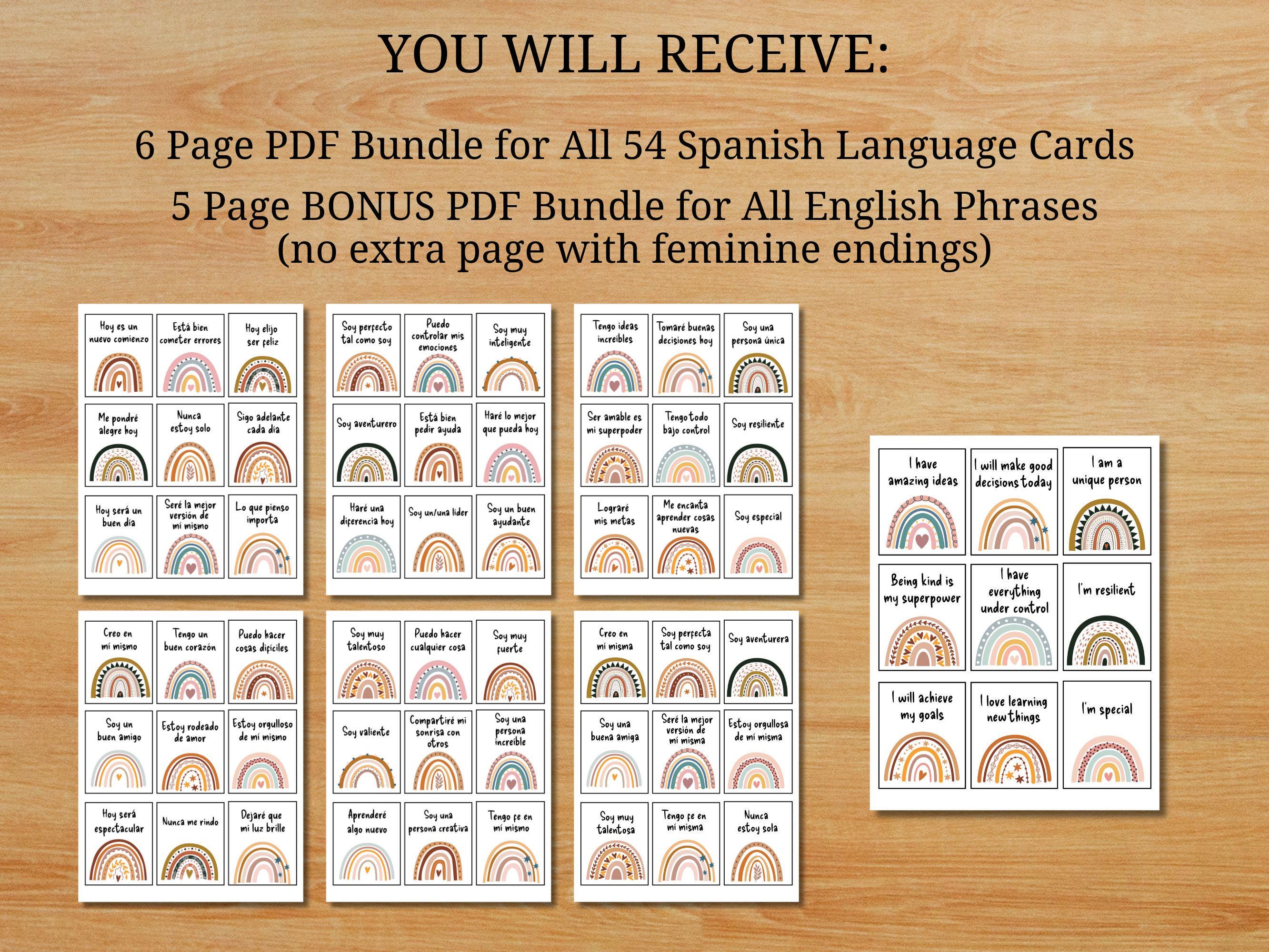 Spanish Growth Mindset Positive Affirmation Cards Bilingual School ...
