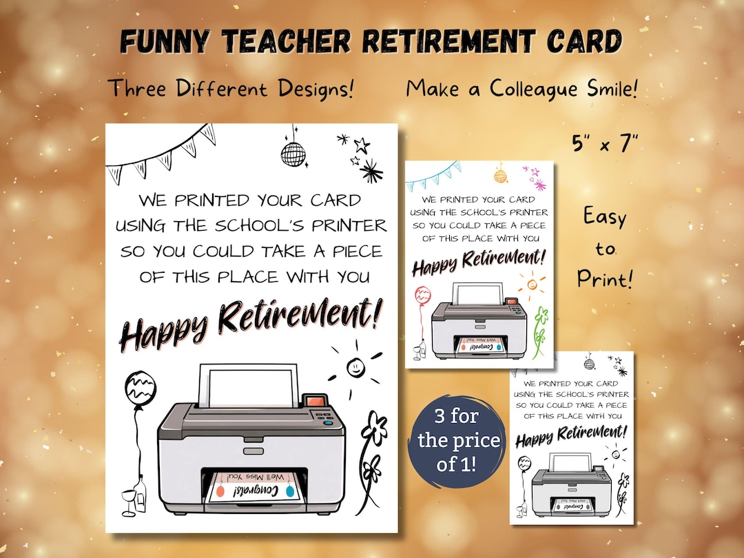 Funny Teacher Retirement Card Printable Educator Sarcastic Thank You ...