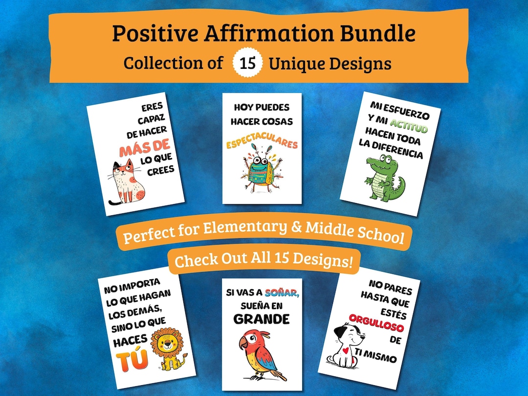 Spanish Positive Affirmation Cards for Kids: Growth Mindset Printable ...