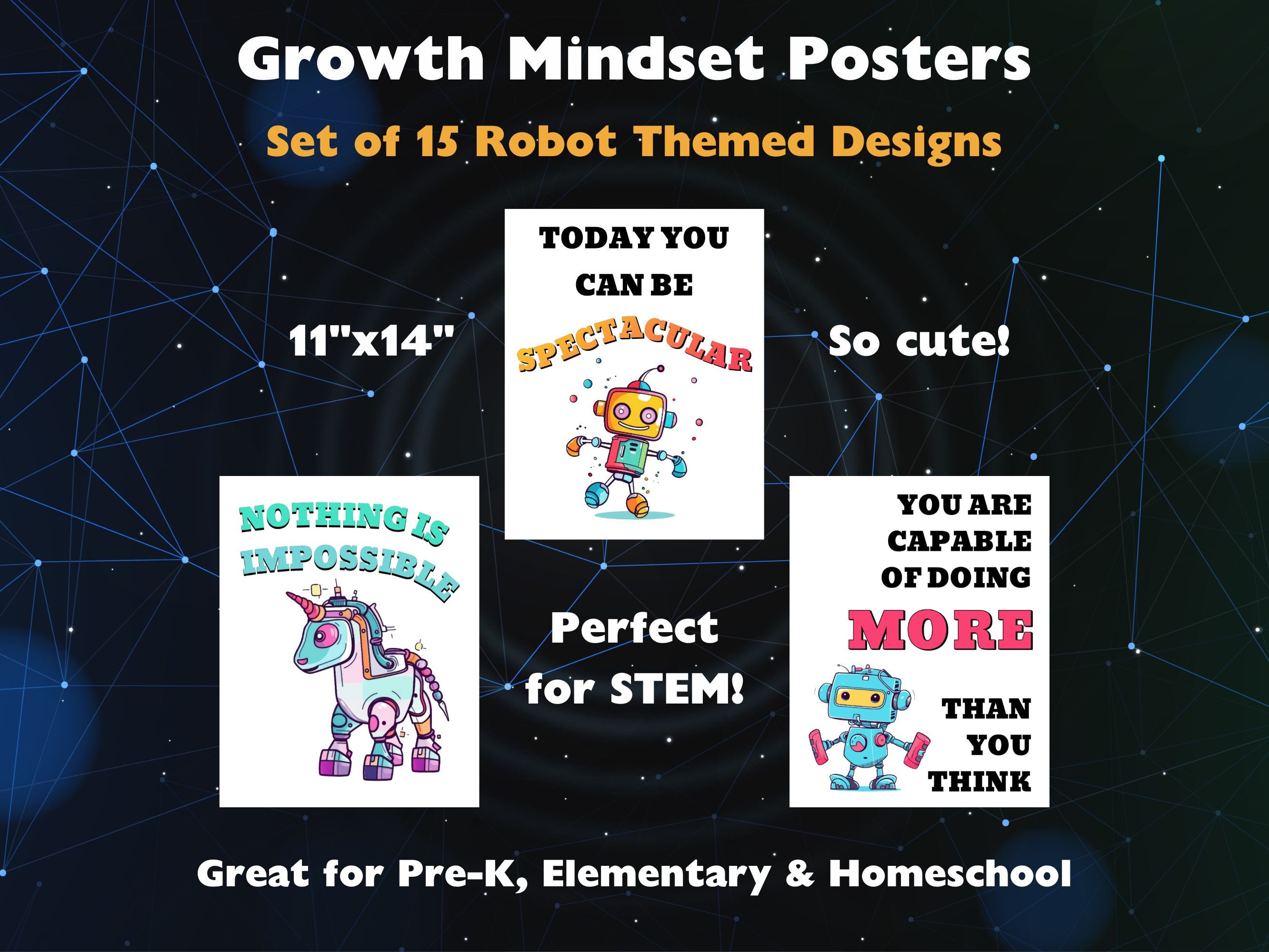 Robot Growth Mindset Poster STEM Class Elementary Motivation Classroom ...