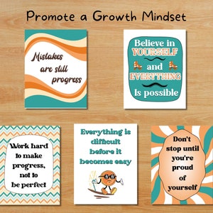 Retro Growth Mindset Poster Groovy Motivational Classroom Decor Retro ...