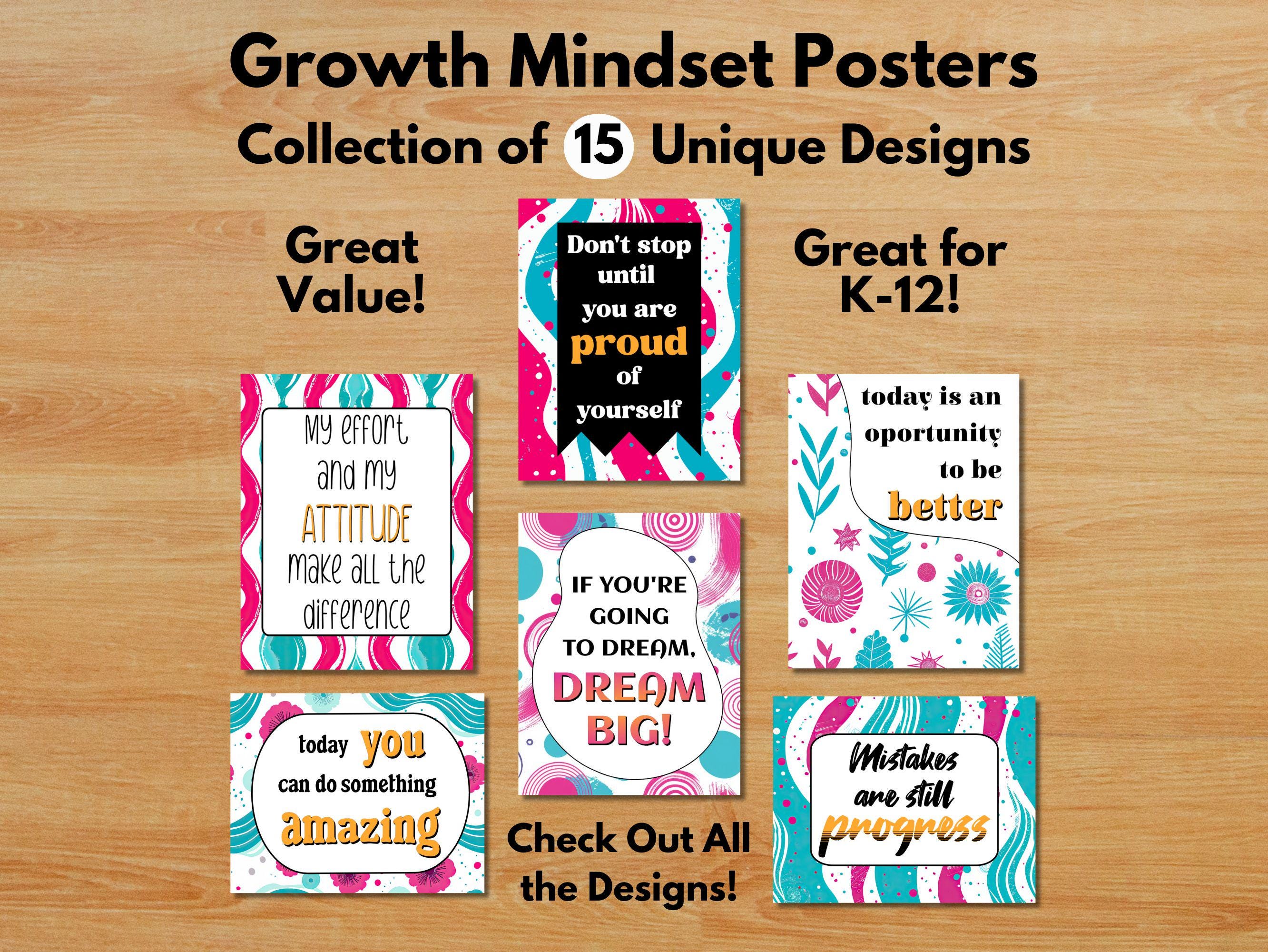 Growth Mindset Poster Set: High School Classroom Decor - Etsy