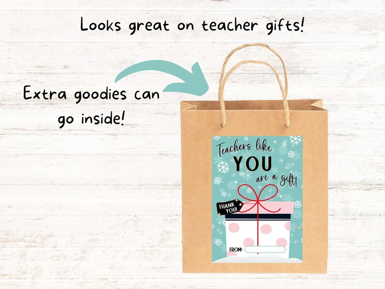 Teacher Christmas Gift Card Holder Printable, PTA PTO Teacher ...