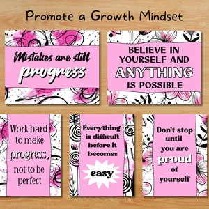 Growth Mindset Boho Classroom Posters High School Counseling Office ...