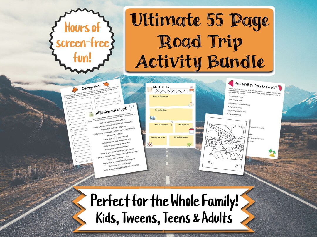 Road Trip Games Printable Travel Activity Pack, Road Trip Activity Book ...