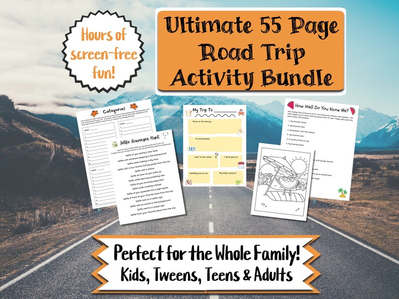 Road Trip Games Printable Travel Activity Pack, Road Trip Activity Book ...