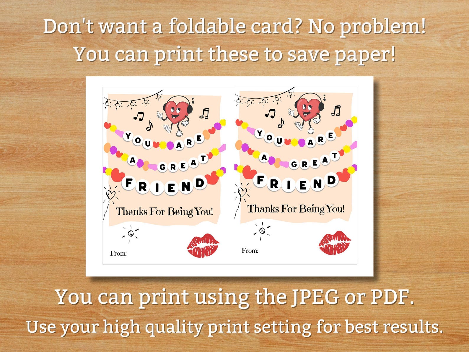 Friendship Bracelet Card Printable Valentine's Day Friendship Era ...