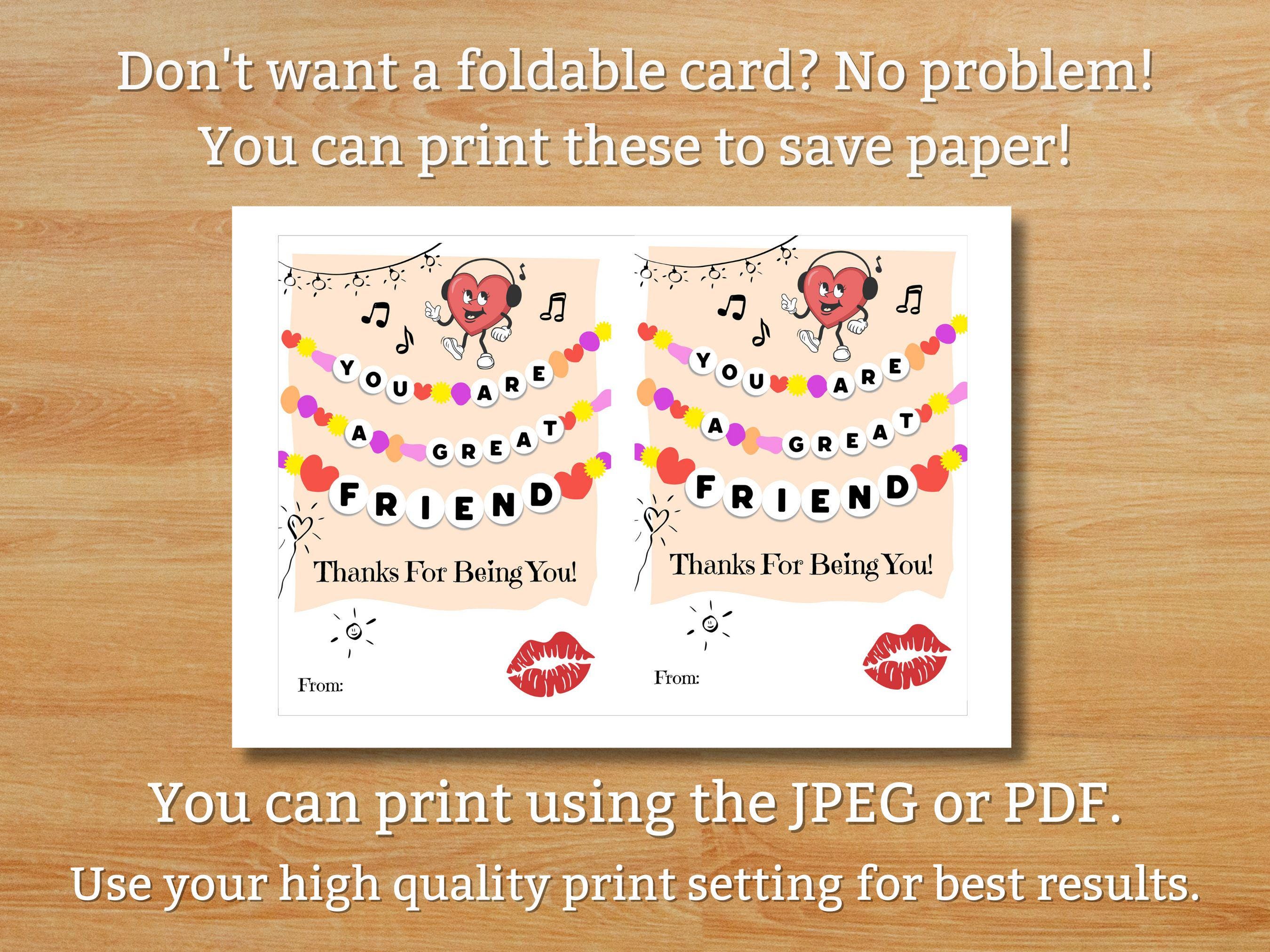 Friendship Bracelet Card Printable Valentine's Day Friendship Era ...