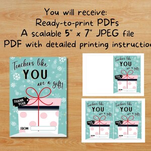 Teacher Christmas Gift Card Holder Printable, PTA PTO Teacher ...