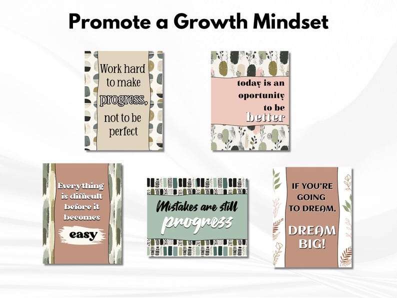 High School Boho Growth Mindset Poster Printable Classroom Motivational ...