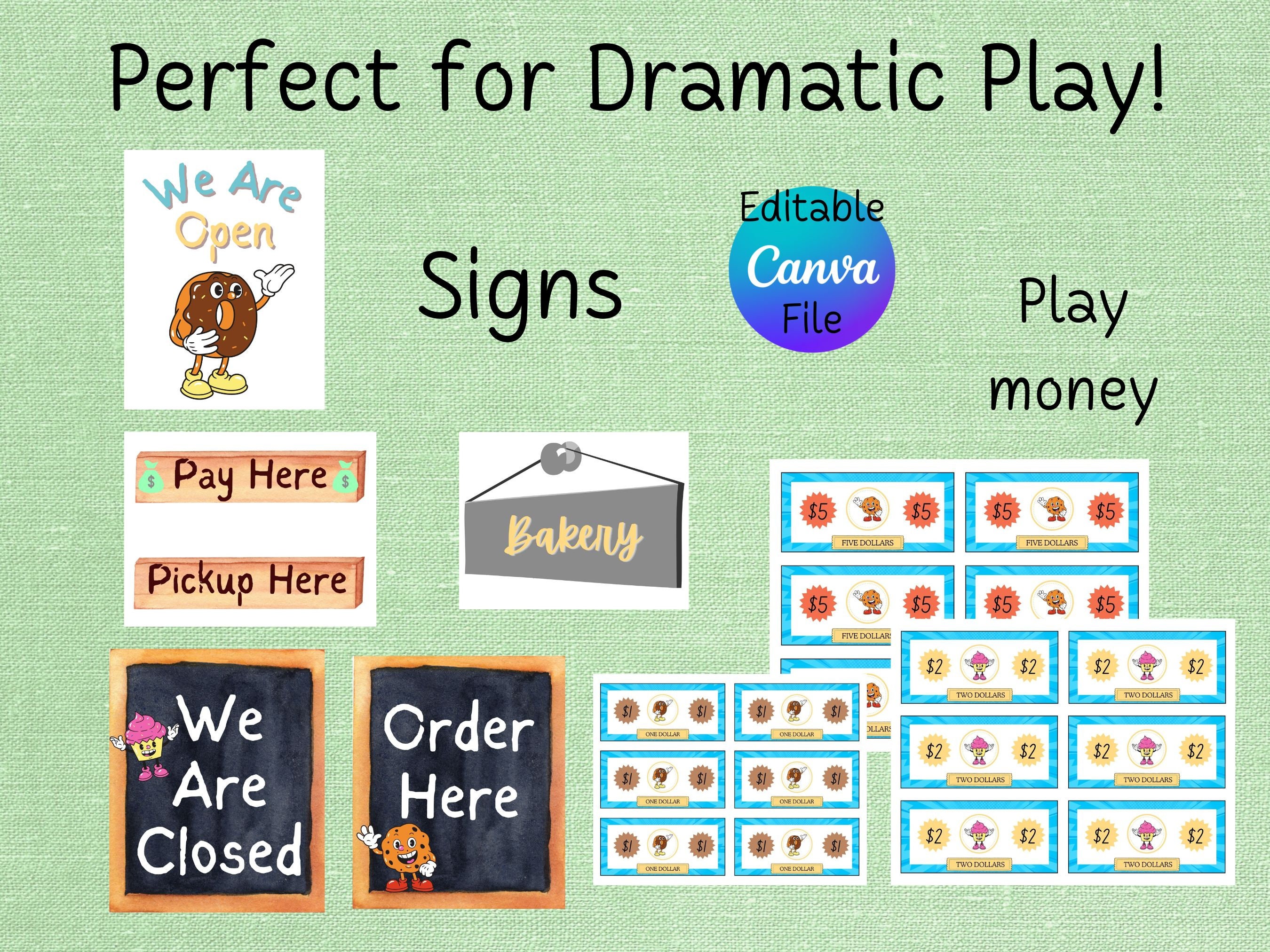 Dramatic Play Bakery Printable, Pretend Play Printables Preschool ...