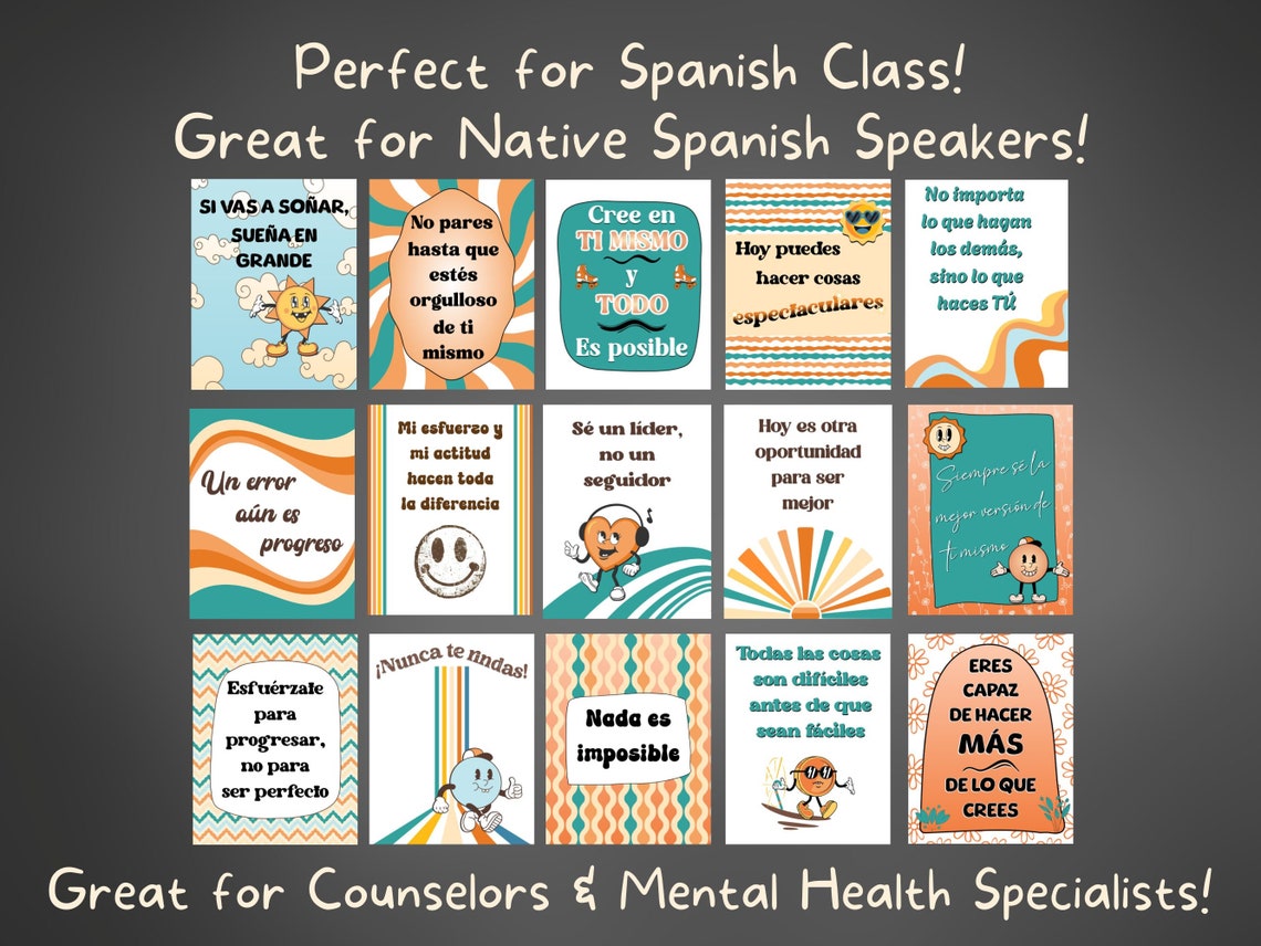 Retro Spanish Growth Mindset Poster Spanish Class Retro Motivational ...