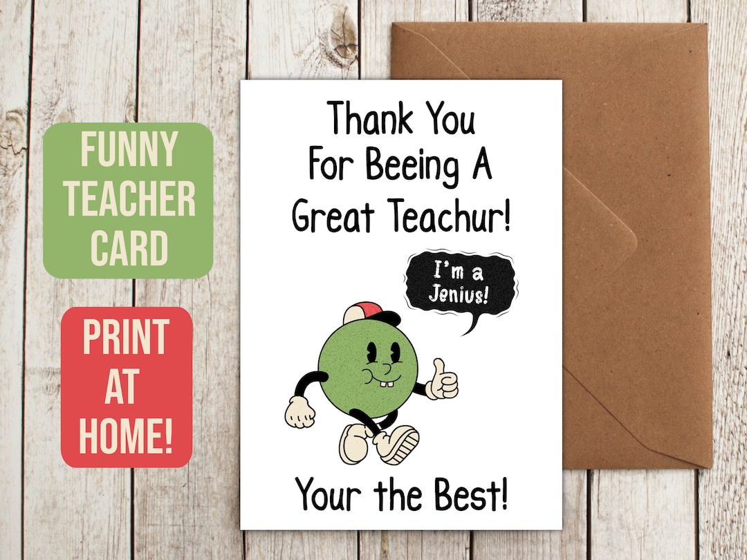 Funny Teacher Appreciation Card Printable Teacher Thank You - Etsy