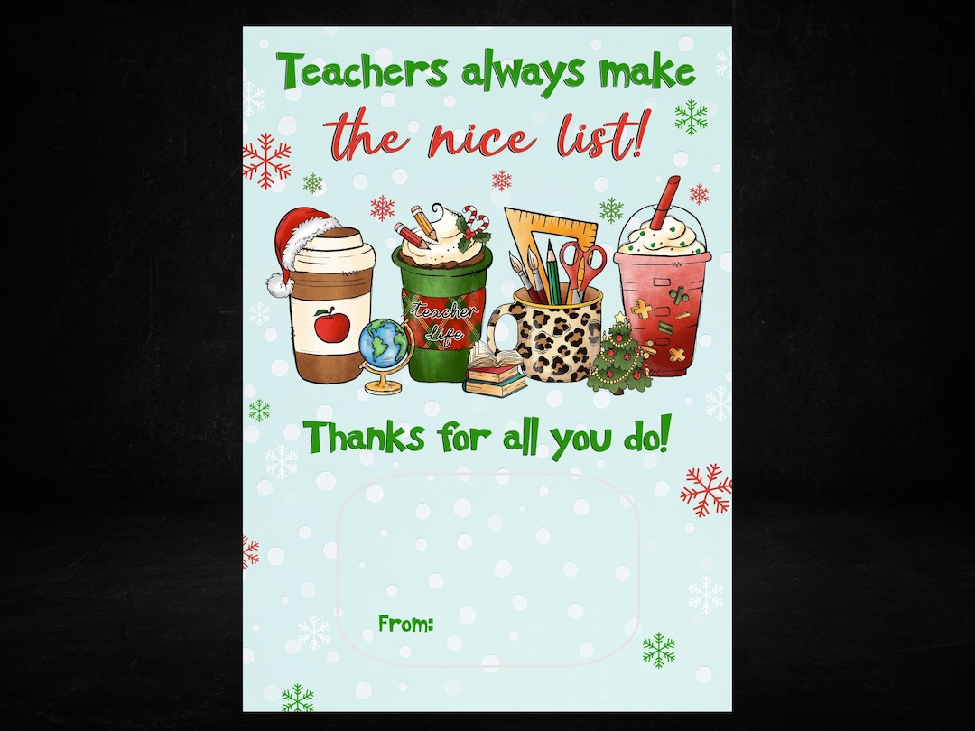 Funny Christmas Teacher Appreciation Card, Printable Teacher Holiday ...