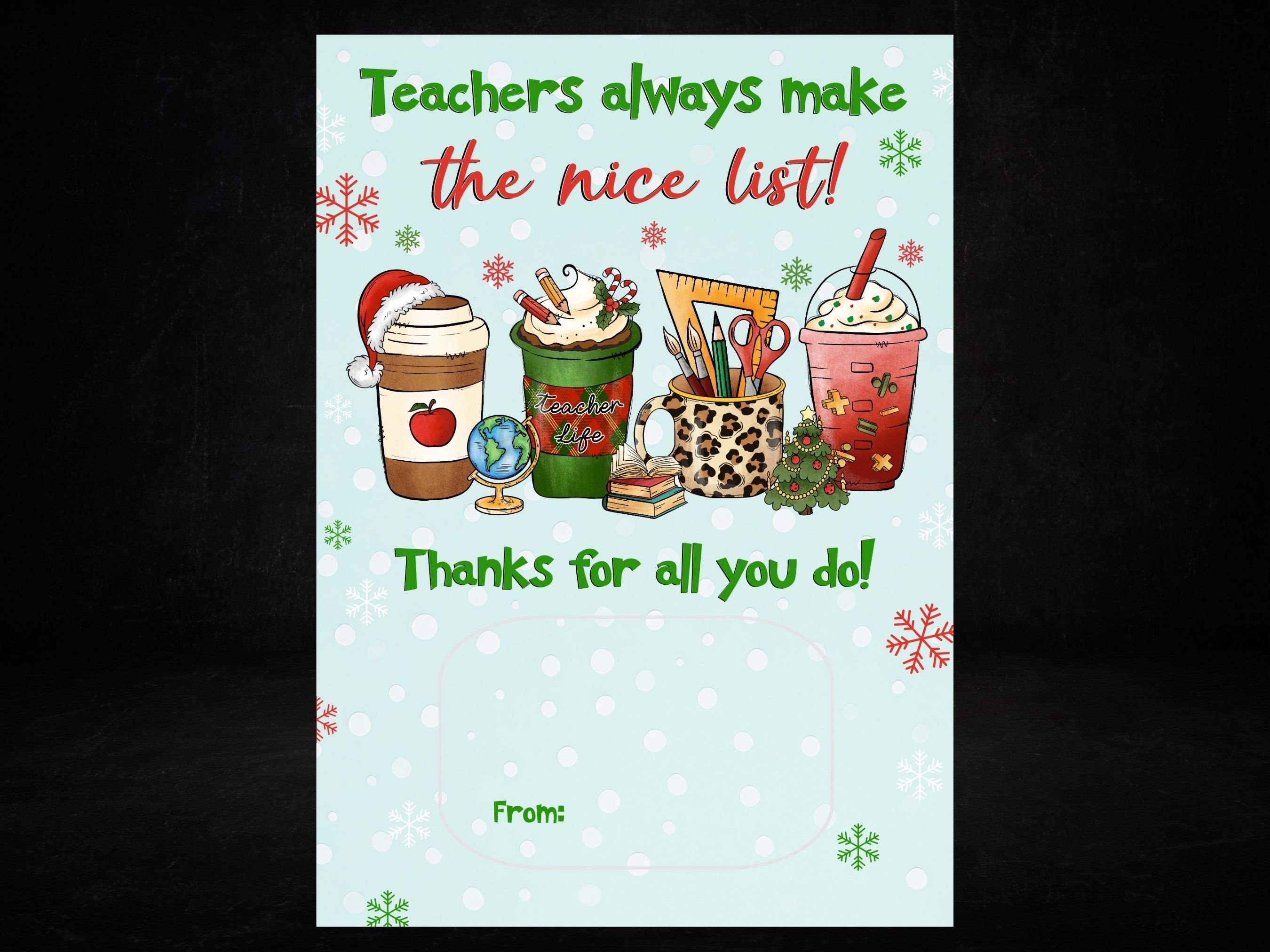 Funny Christmas Teacher Appreciation Card, Printable Teacher Holiday ...