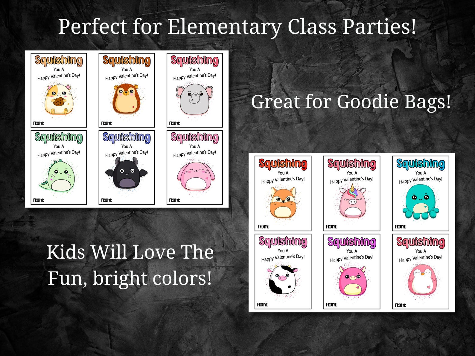 Squish Valentine's Day Cards Printable Elementary Classroom Cute ...