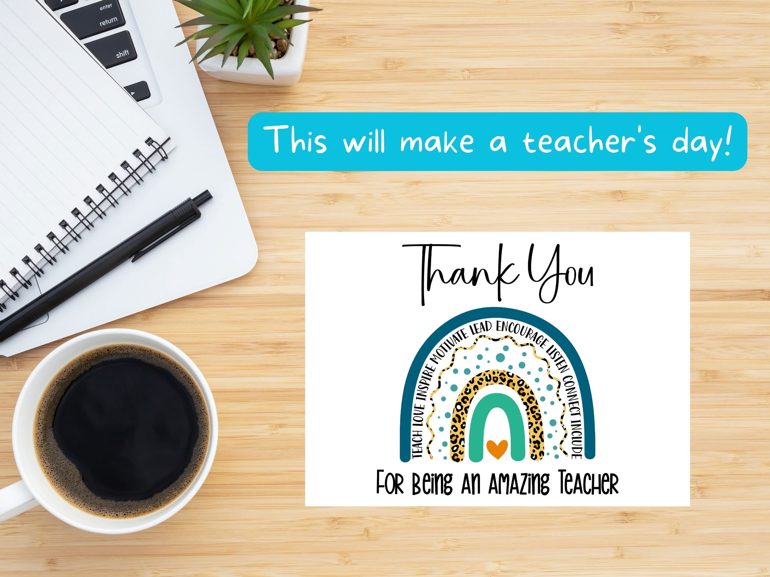 Teacher Appreciation Week Card Printable, Thank You Card Teacher ...