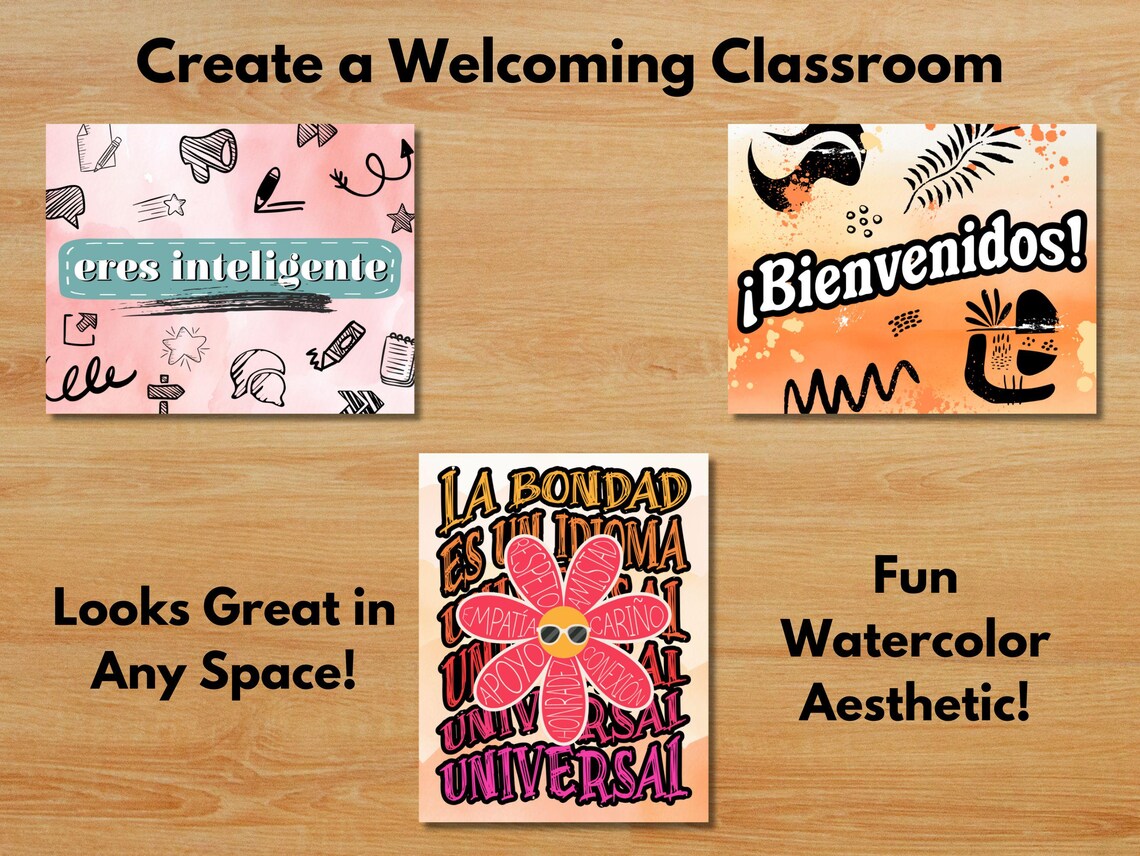 Spanish Classroom Poster Bundle Printable Spanish Class Decor High ...