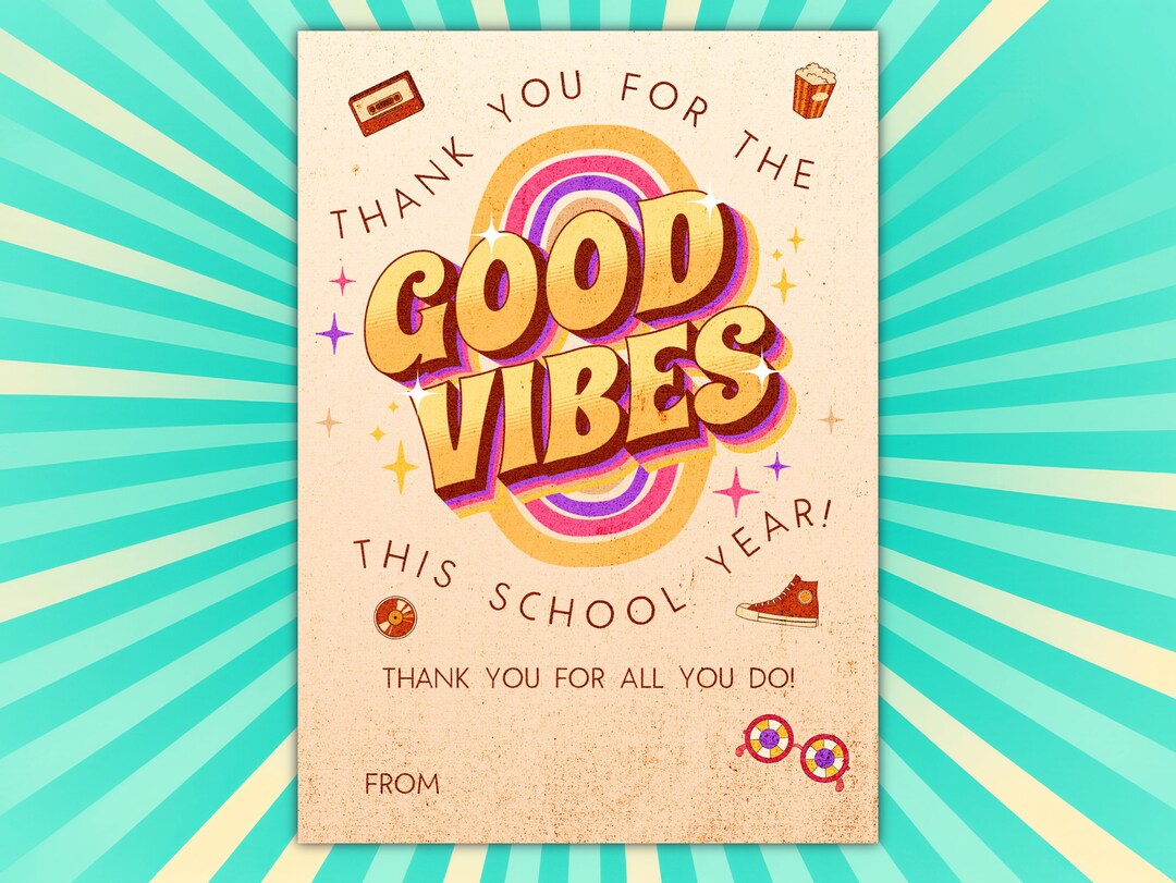 Retro Teacher Appreciation Card: Printable Thank You for Teacher ...