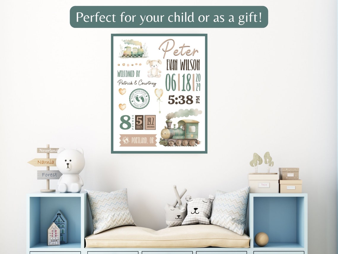 Custom Birth Stats Poster Printable, Birth Announcement Boy ...