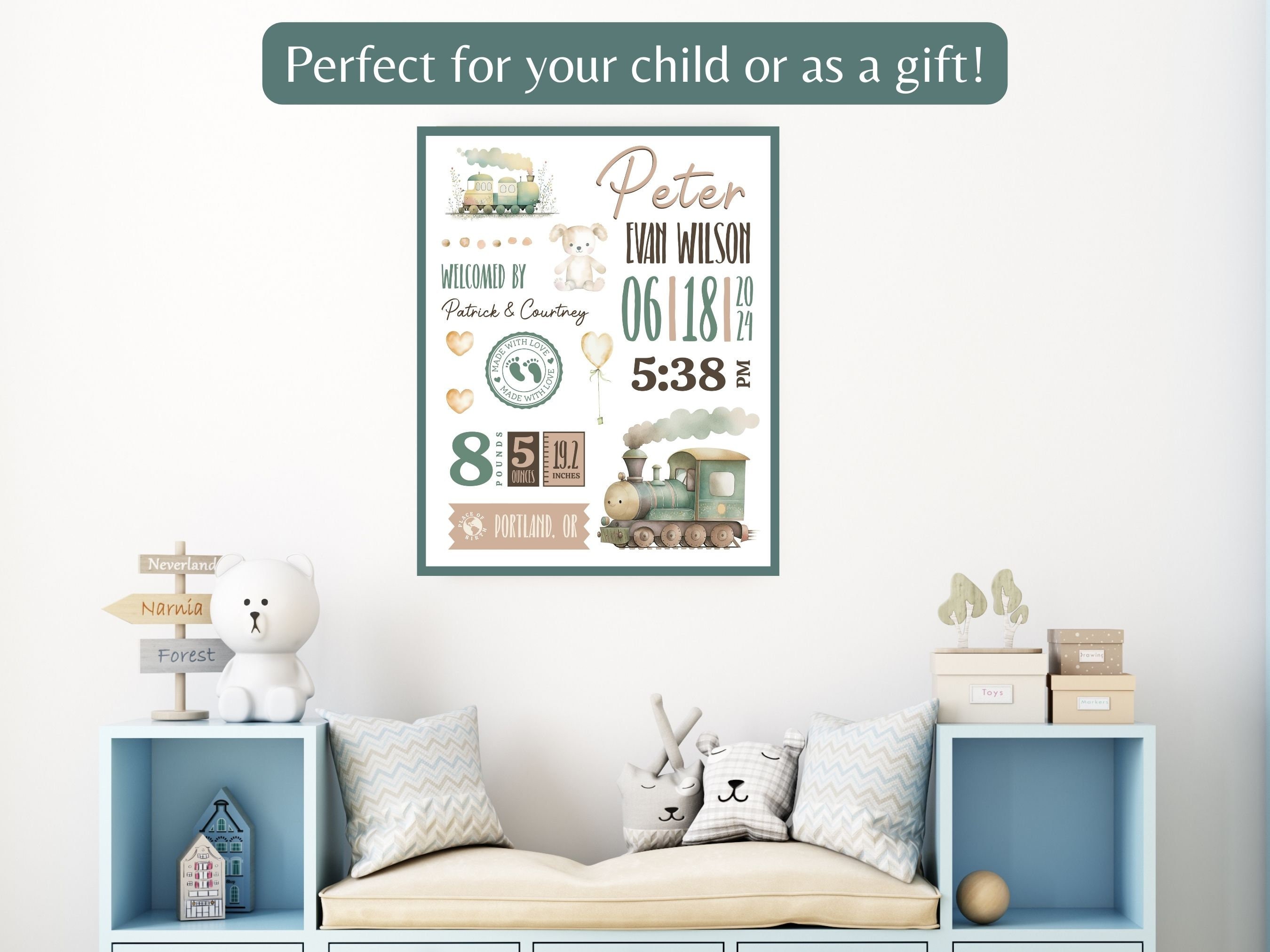 Custom Birth Stats Poster Printable, Birth Announcement Boy ...
