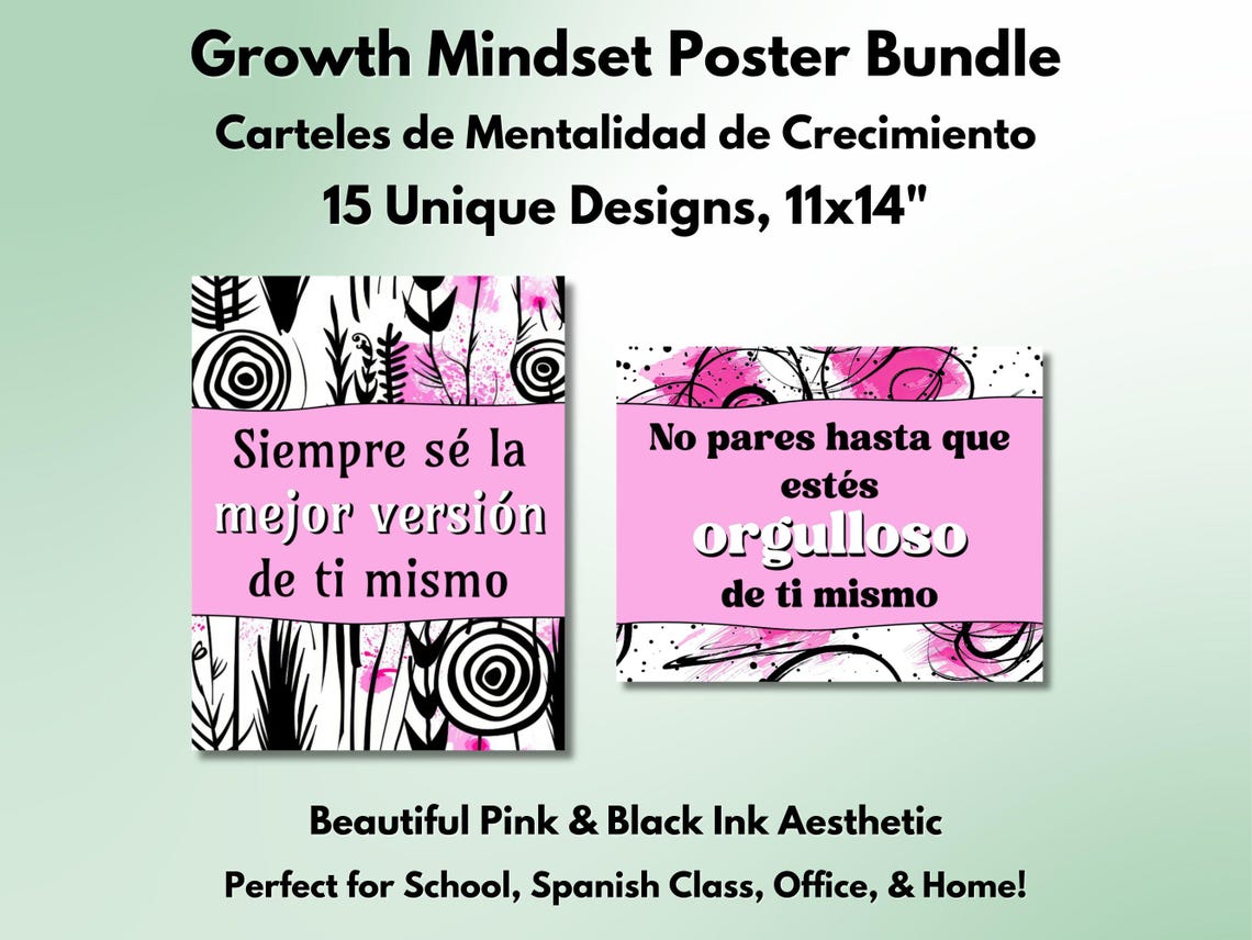 Boho Spanish Growth Mindset Poster Set: Motivational Decor for ...