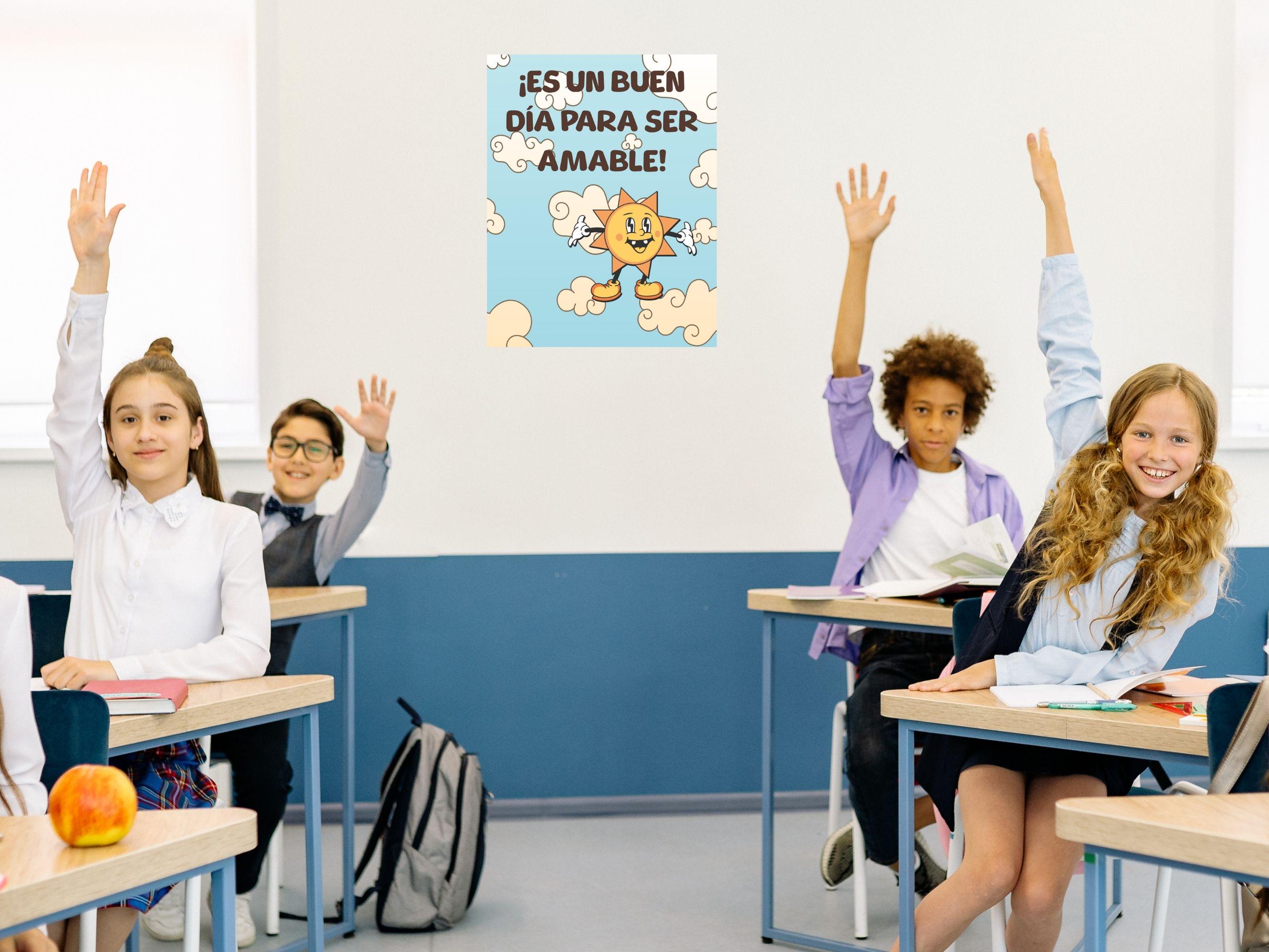 Spanish Kindness Poster Retro Spanish Classroom Motivational Decor ...