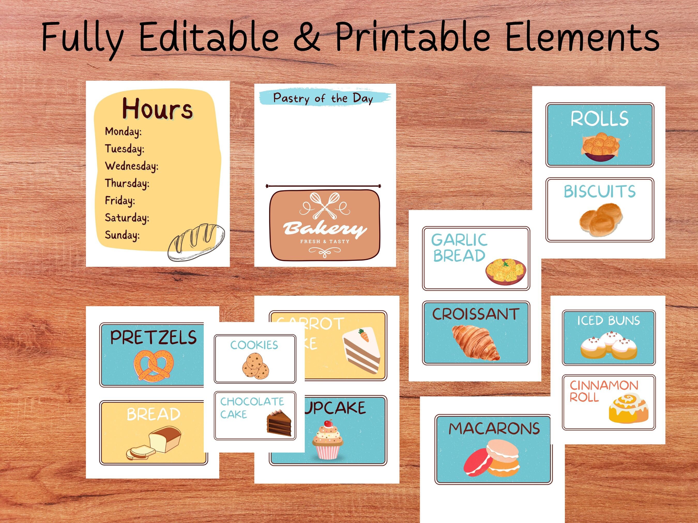 Dramatic Play Bakery Printable, Pretend Play Printables Preschool ...