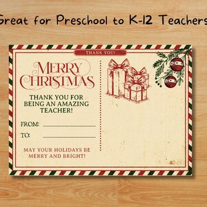 Teacher Christmas Gift Card Holder Printable, PTA PTO Teacher ...