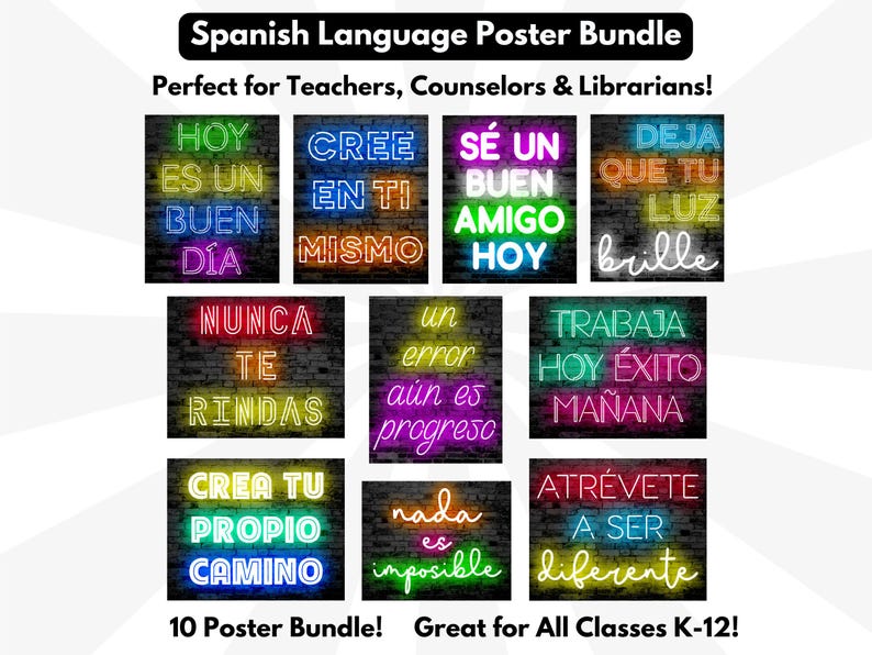 Spanish Classroom Posters Printable Spanish Teacher Decor Motivational ...