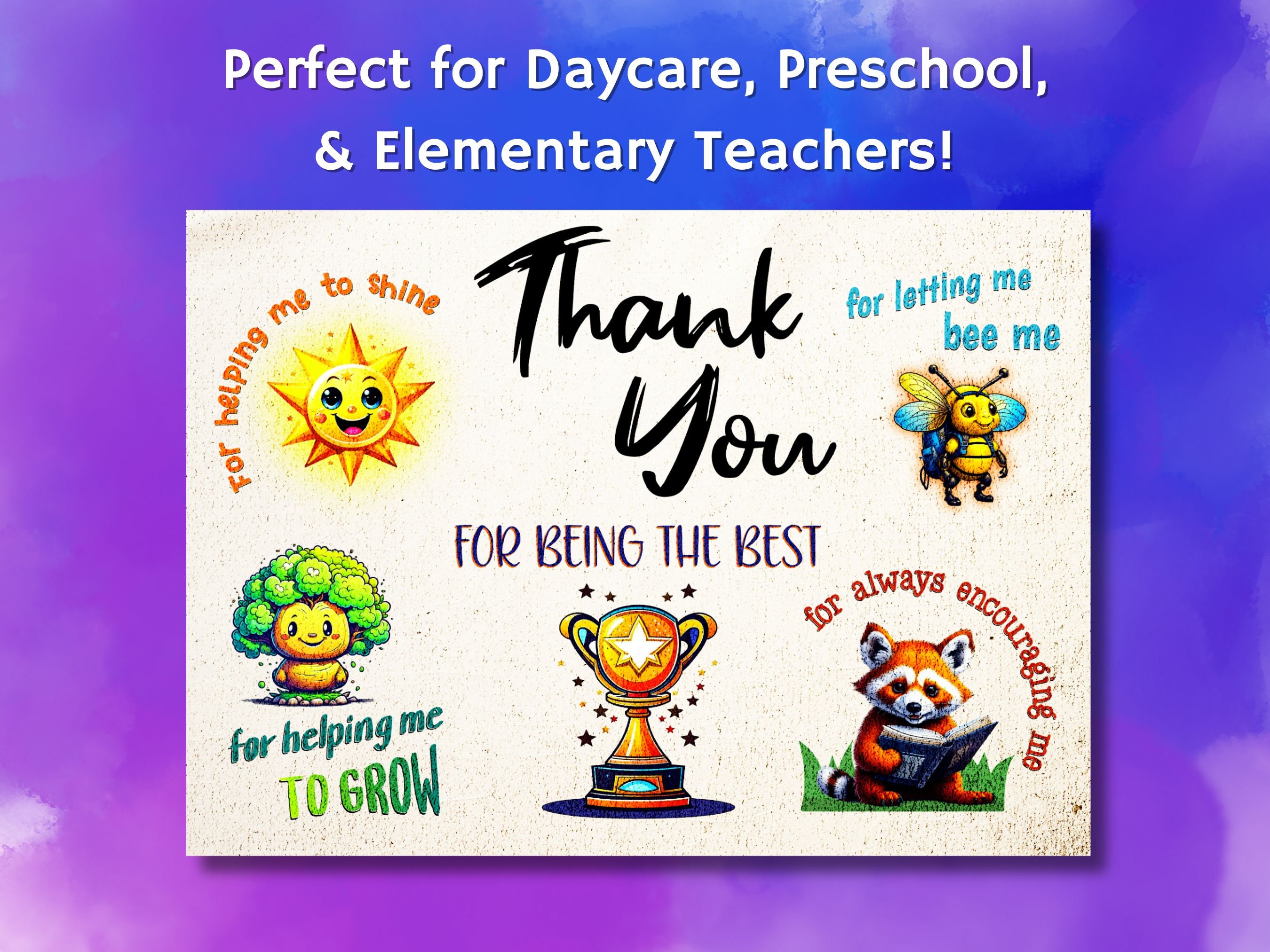 Daycare Appreciation Card, Preschool Teacher Thank You Card, Printable ...