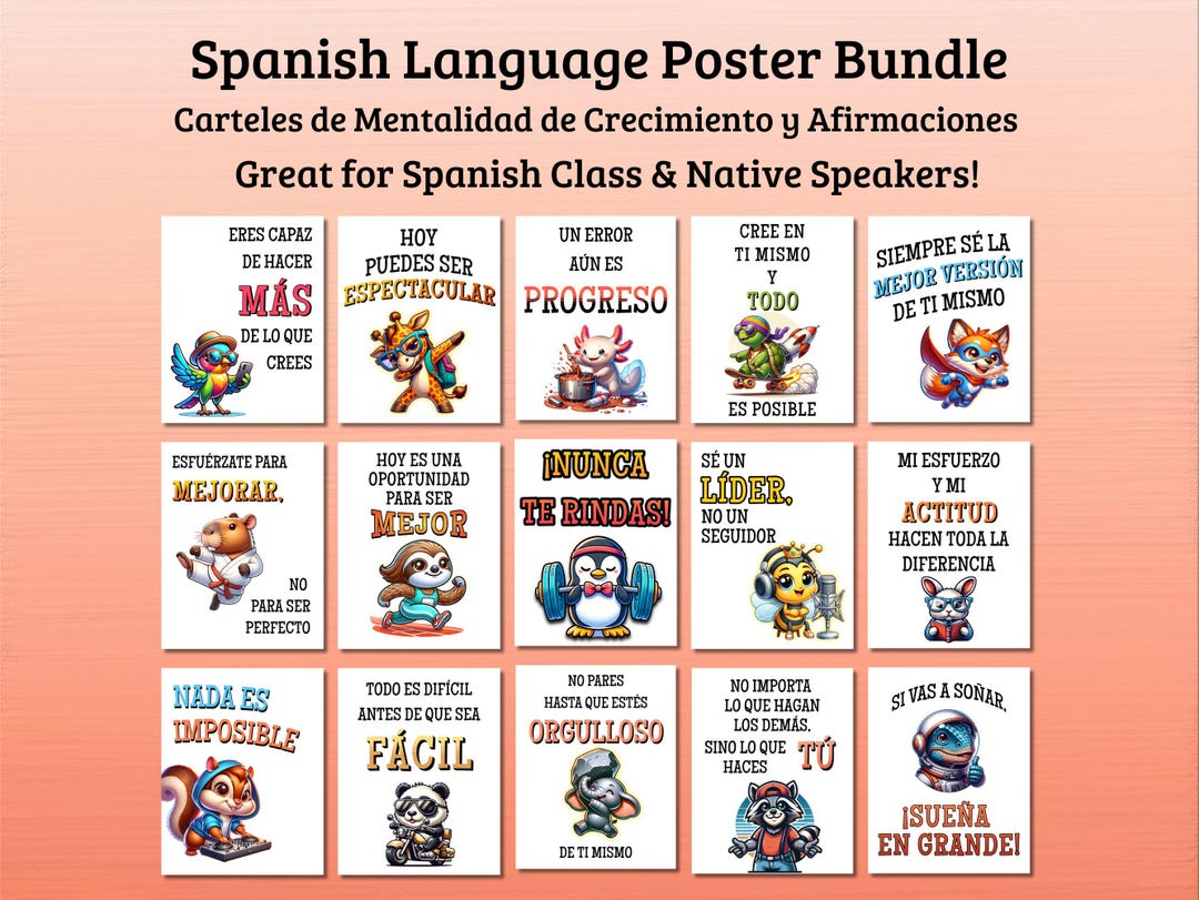 Spanish Positive Affirmation for Kids Growth Mindset Poster Spanish ...