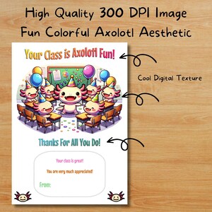 Funny Axolotl Teacher Appreciation Week Card Printable Thank You Card ...