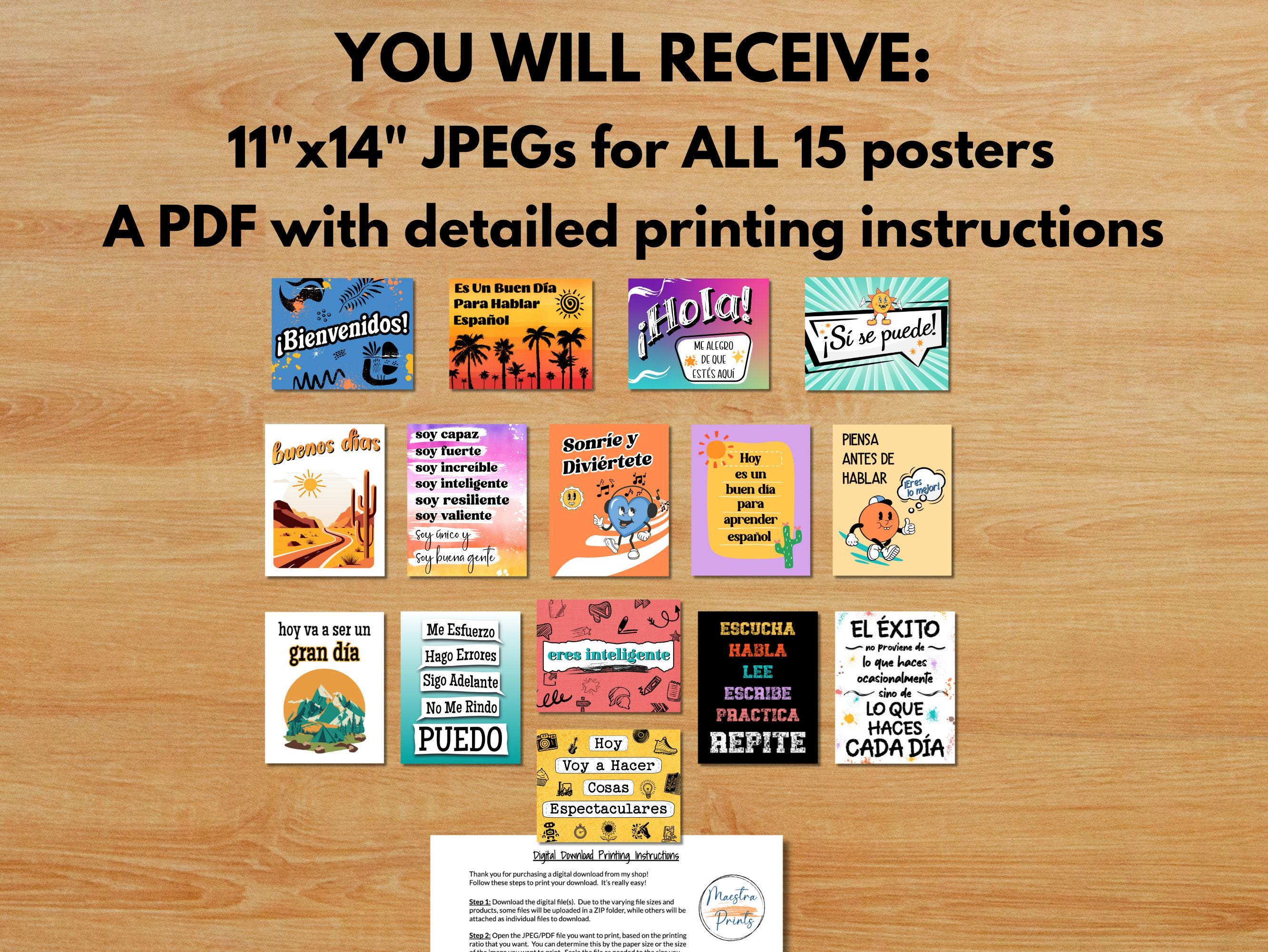 Spanish Classroom Posters Printable Spanish Teacher High School Decor ...
