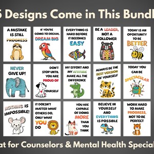 Growth Mindset Poster Elementary Motivation Classroom Decor Animal ...