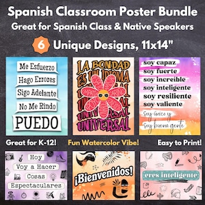 Spanish Classroom Poster Bundle Printable Spanish Class Decor High ...