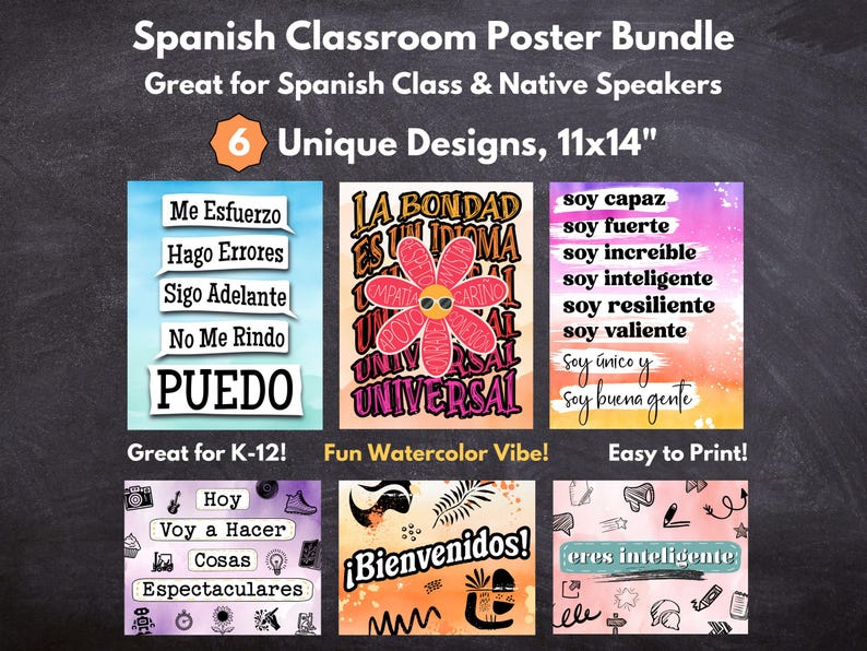 Spanish Classroom Poster Bundle Printable Spanish Class Decor High ...