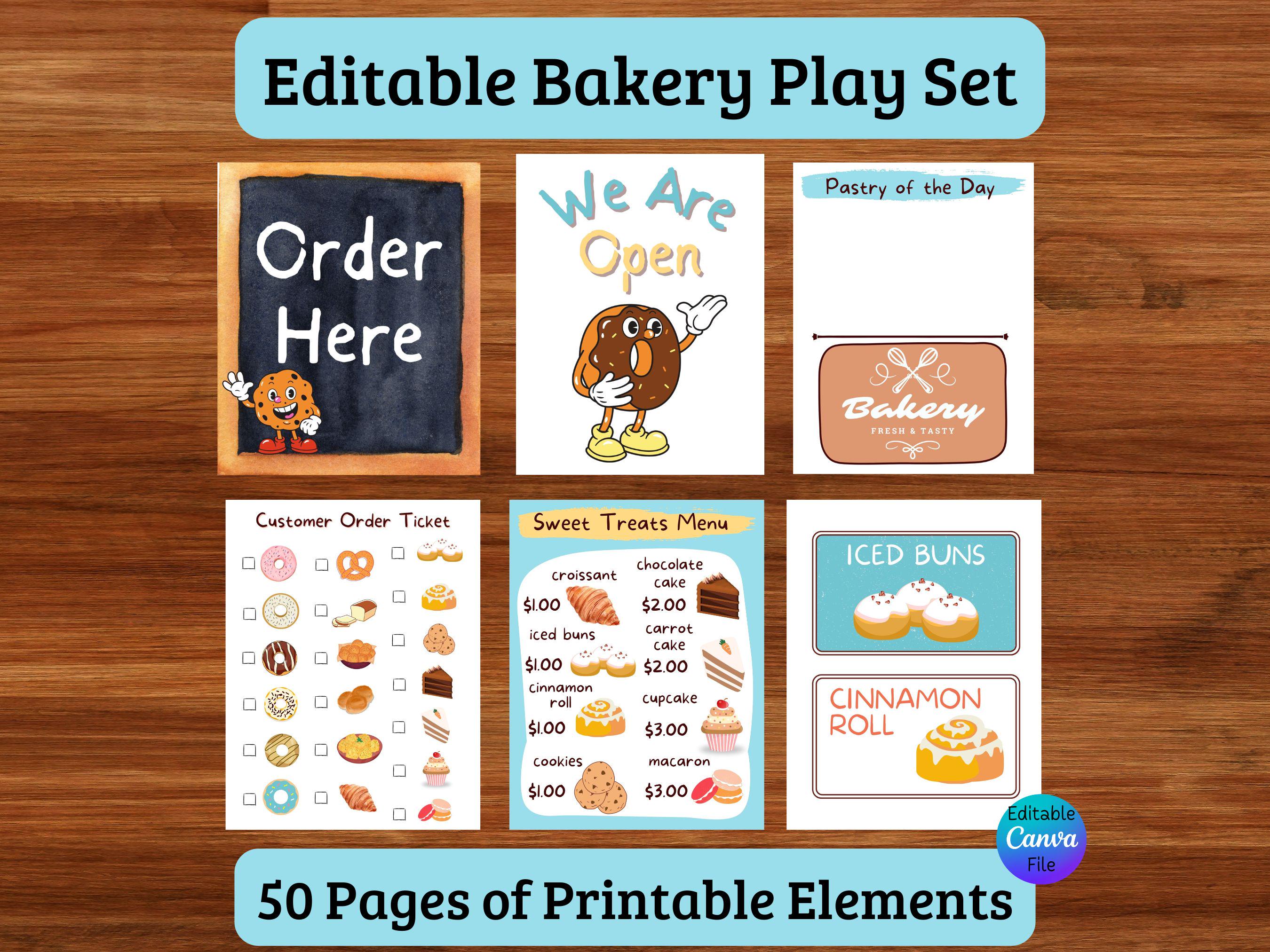 Editable Dramatic Play Bakery Printable Bundle: for Daycare, Preschool ...