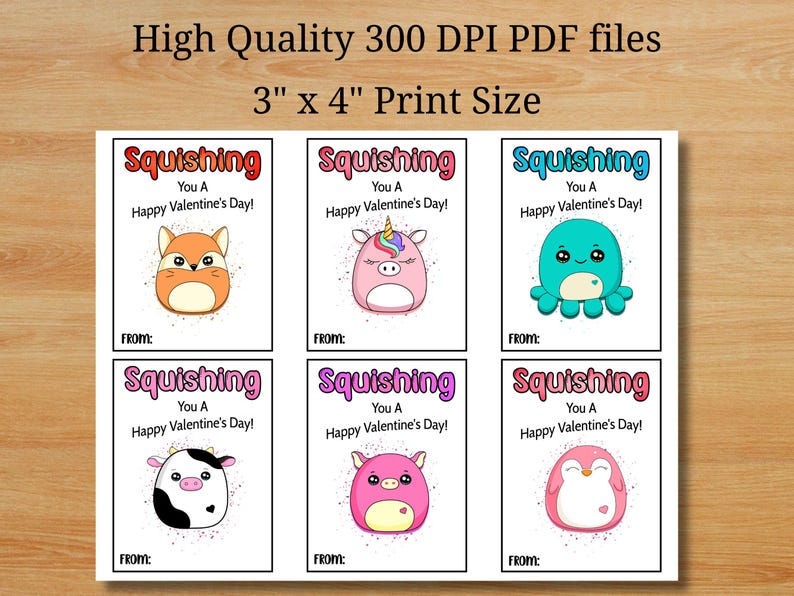 Squish Valentine's Day Cards Printable Elementary Classroom Cute ...