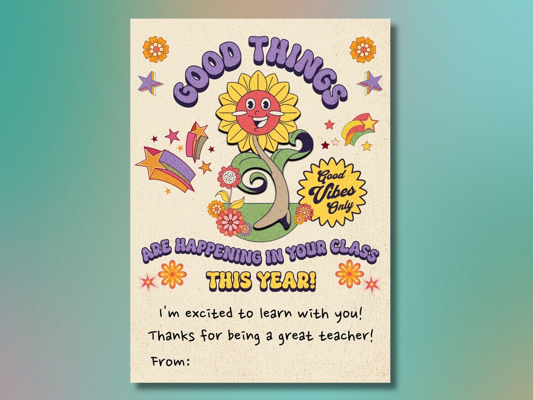 Retro Teacher Appreciation Card Printable Funny Teacher Thank You Card ...