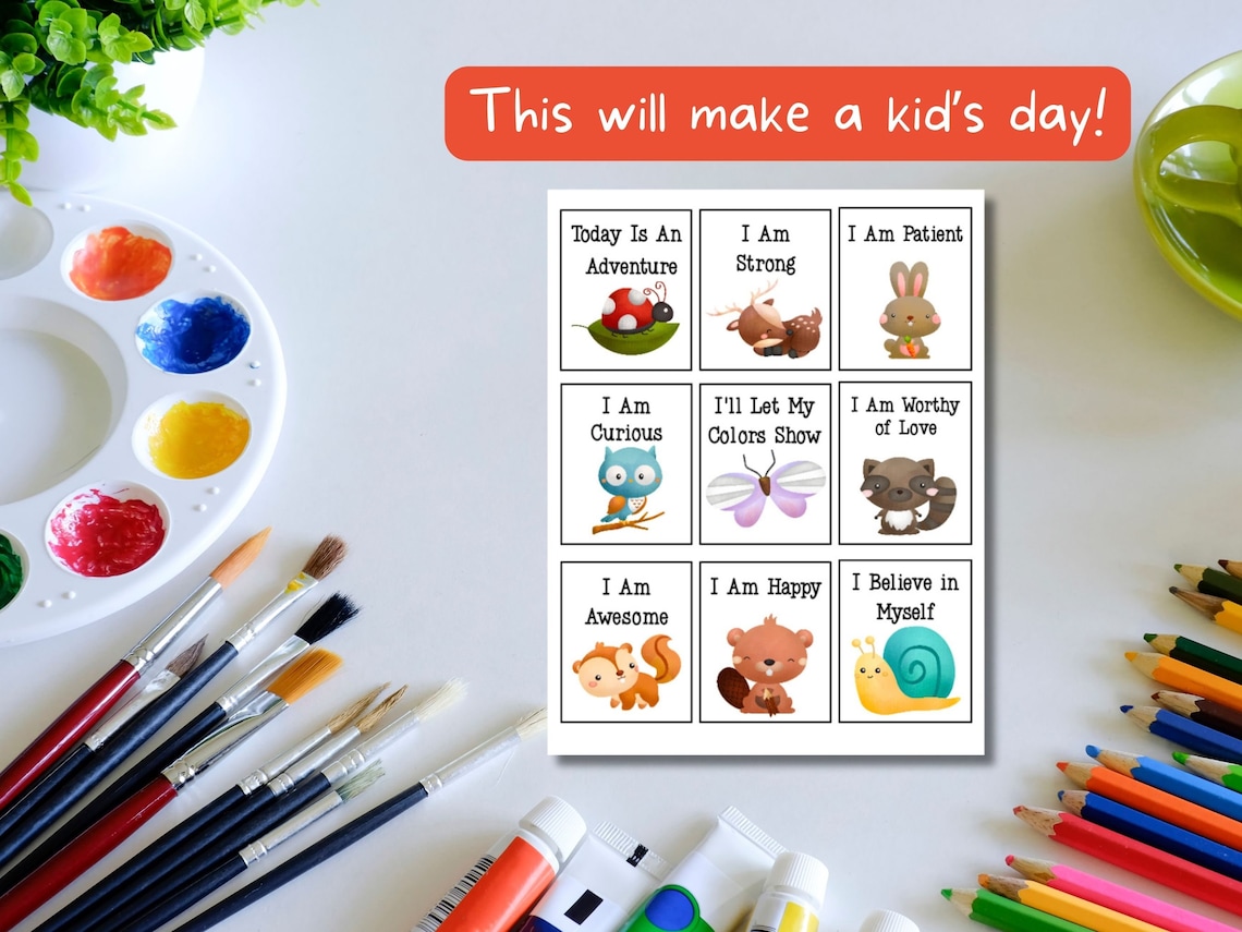 Lunchbox Notes for Kids Printable Daily Positive Affirmations ...