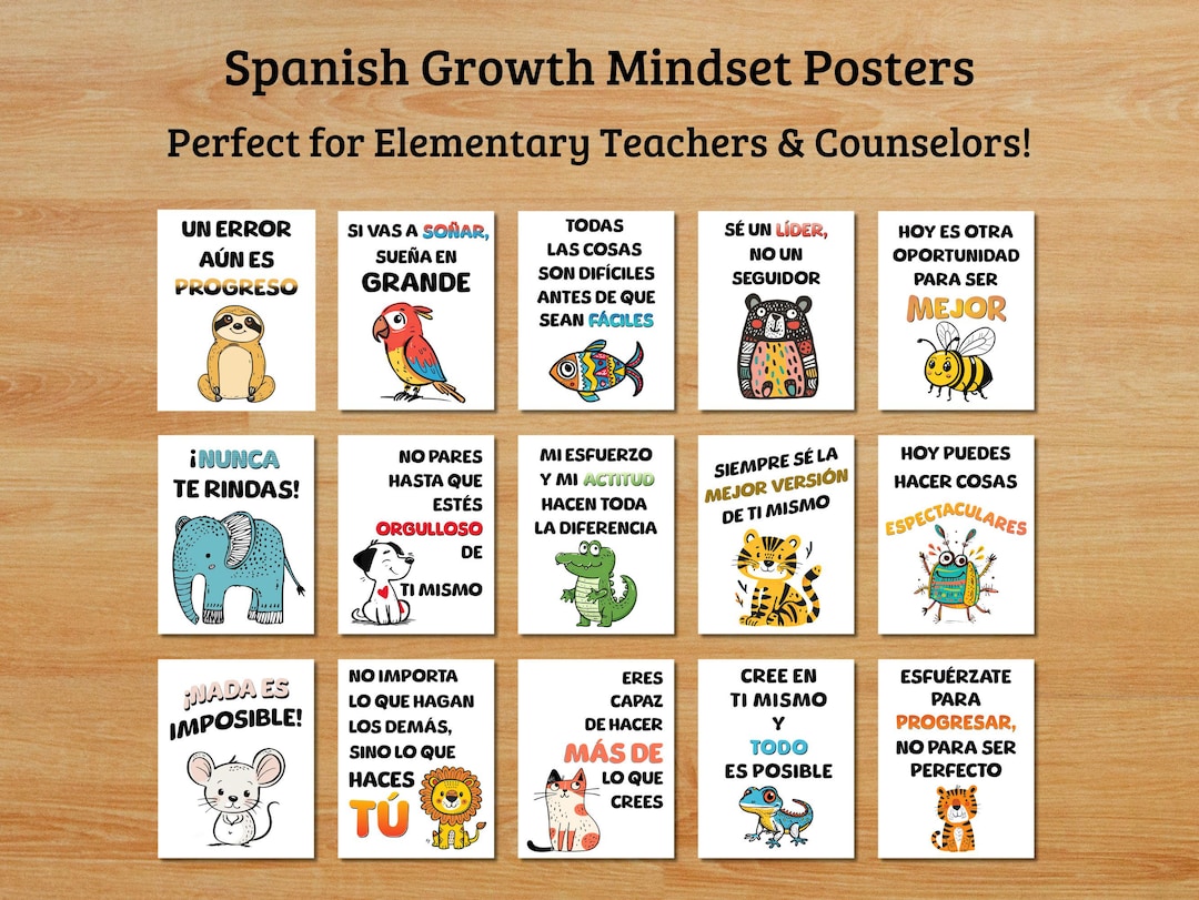 Elementary Spanish Growth Mindset Poster Spanish Class Motivational ...