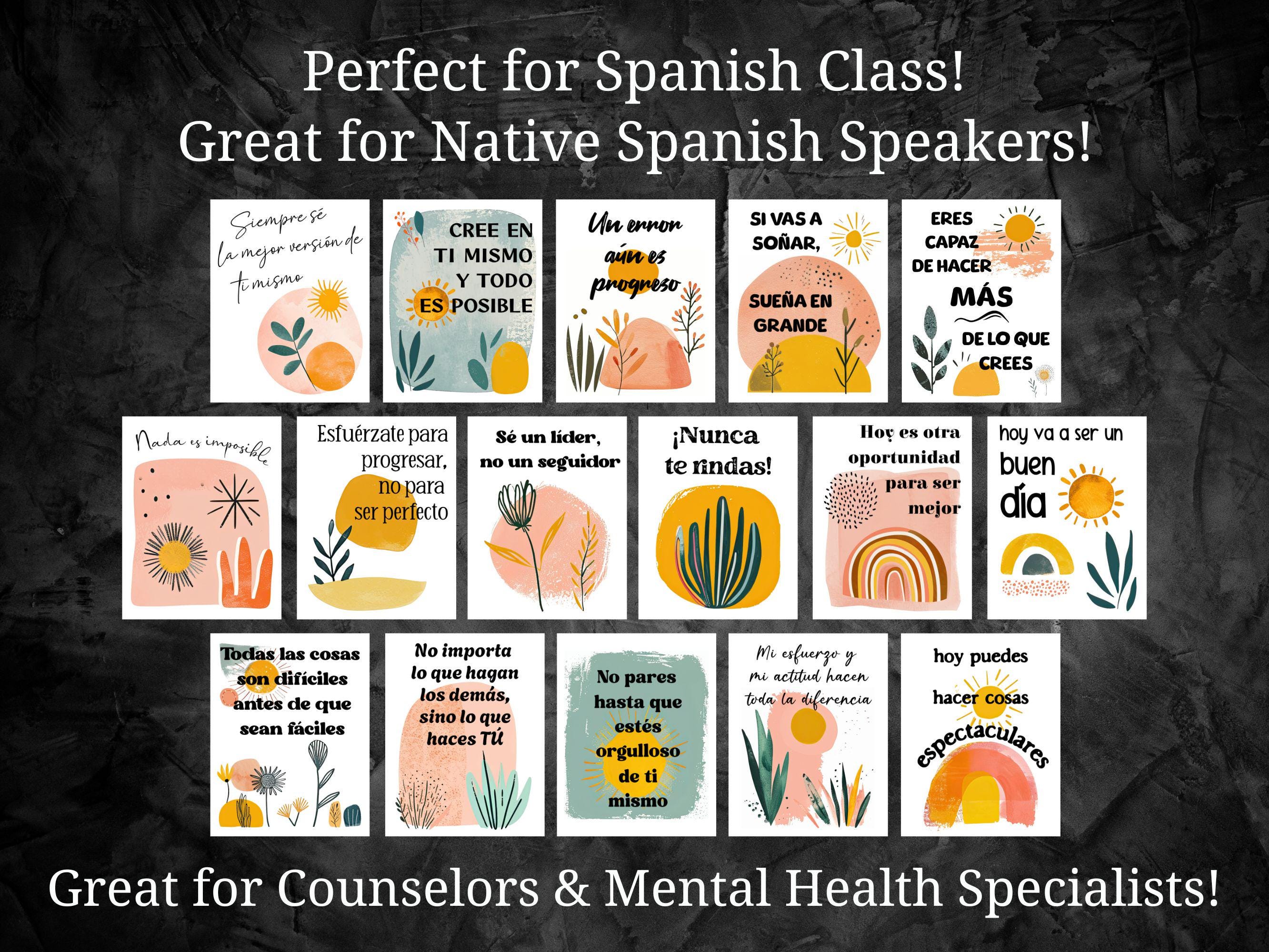 Spanish Growth Mindset Positive Affirmation Cards Spanish Class Boho ...