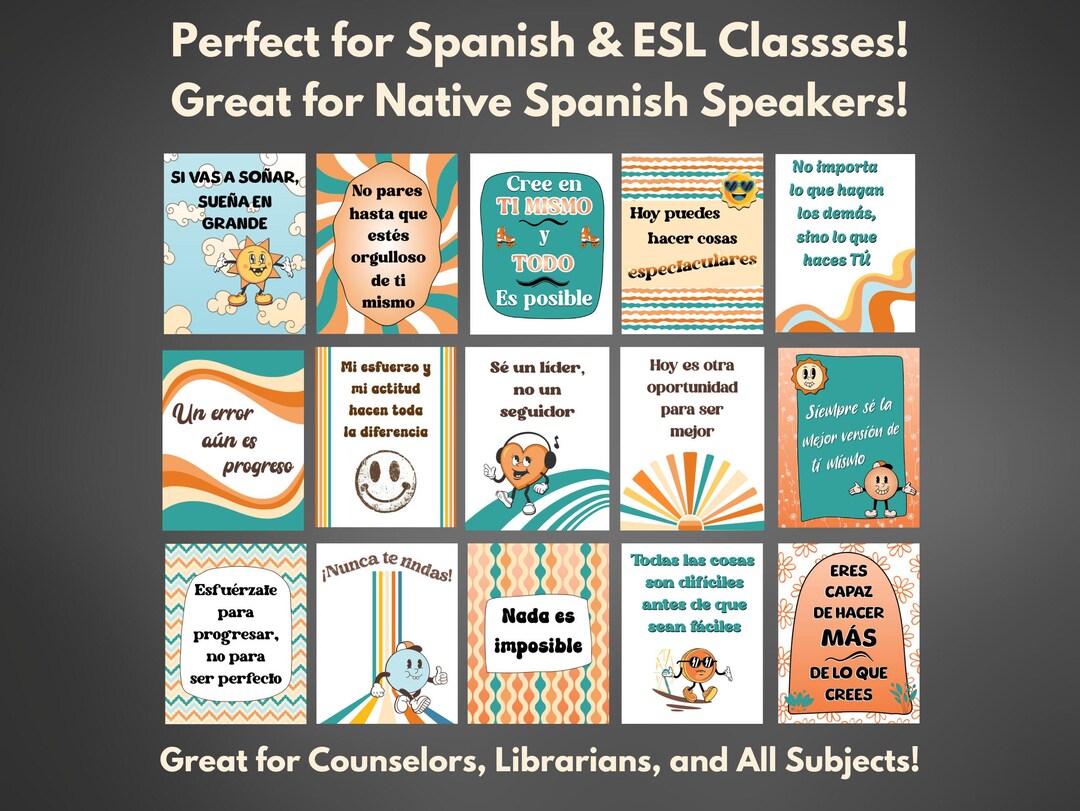 Retro Spanish Growth Mindset Poster Spanish Class Retro Motivational ...